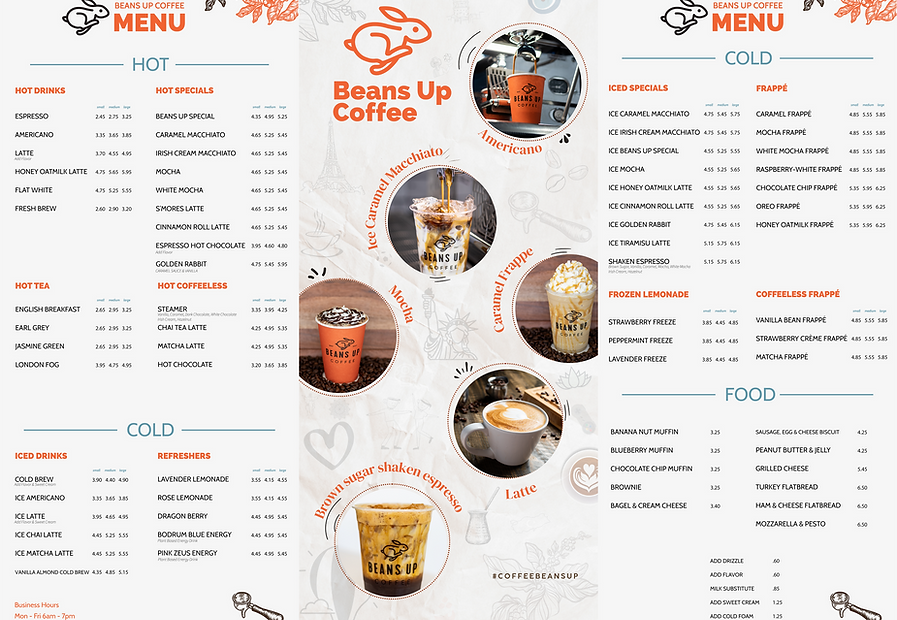 Menu | Beans Up Coffee